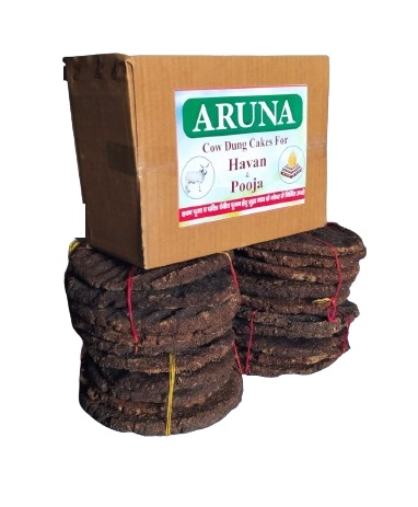 ARUNA Fresh Cow Dung Cakes for Havan & Pooja Big Size (Set of 5 PCs ...